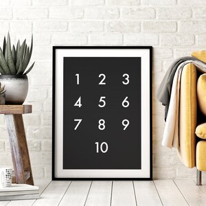 Minimalist Numbers Poster Printable Wall Art Black & White, Kids Room ...