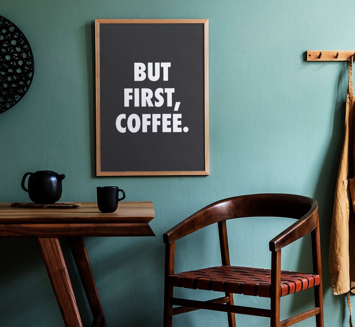 But First Coffee Printable Wall Art Typographic Poster Black | Etsy