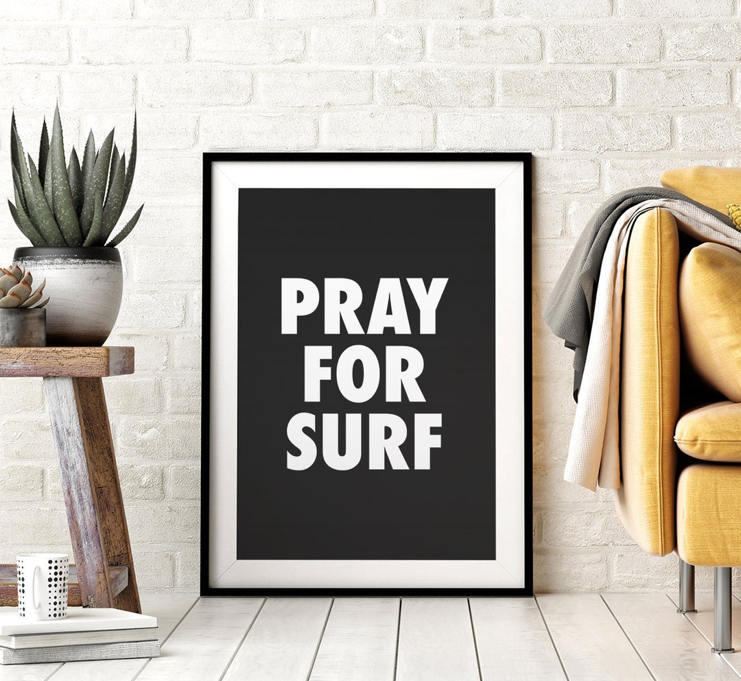 Pray for Surf Printable Wall Art, Boho Beach House Decor, Minimalist ...