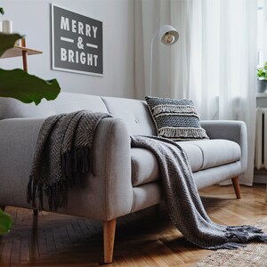 Merry and Bright Printable Wall Art, Christmas Print, Typography Poster ...