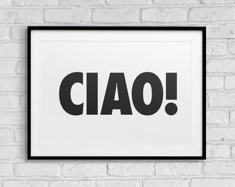 Ciao Printable Wall Art Black and White Minimalist Print | Etsy