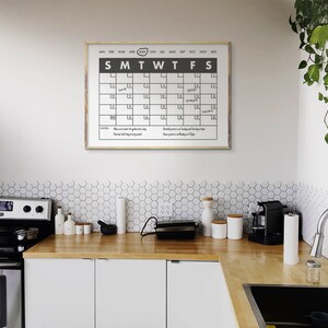 Reusable Printable Calendar Template, Large Frameable Calendar, Fill in ...