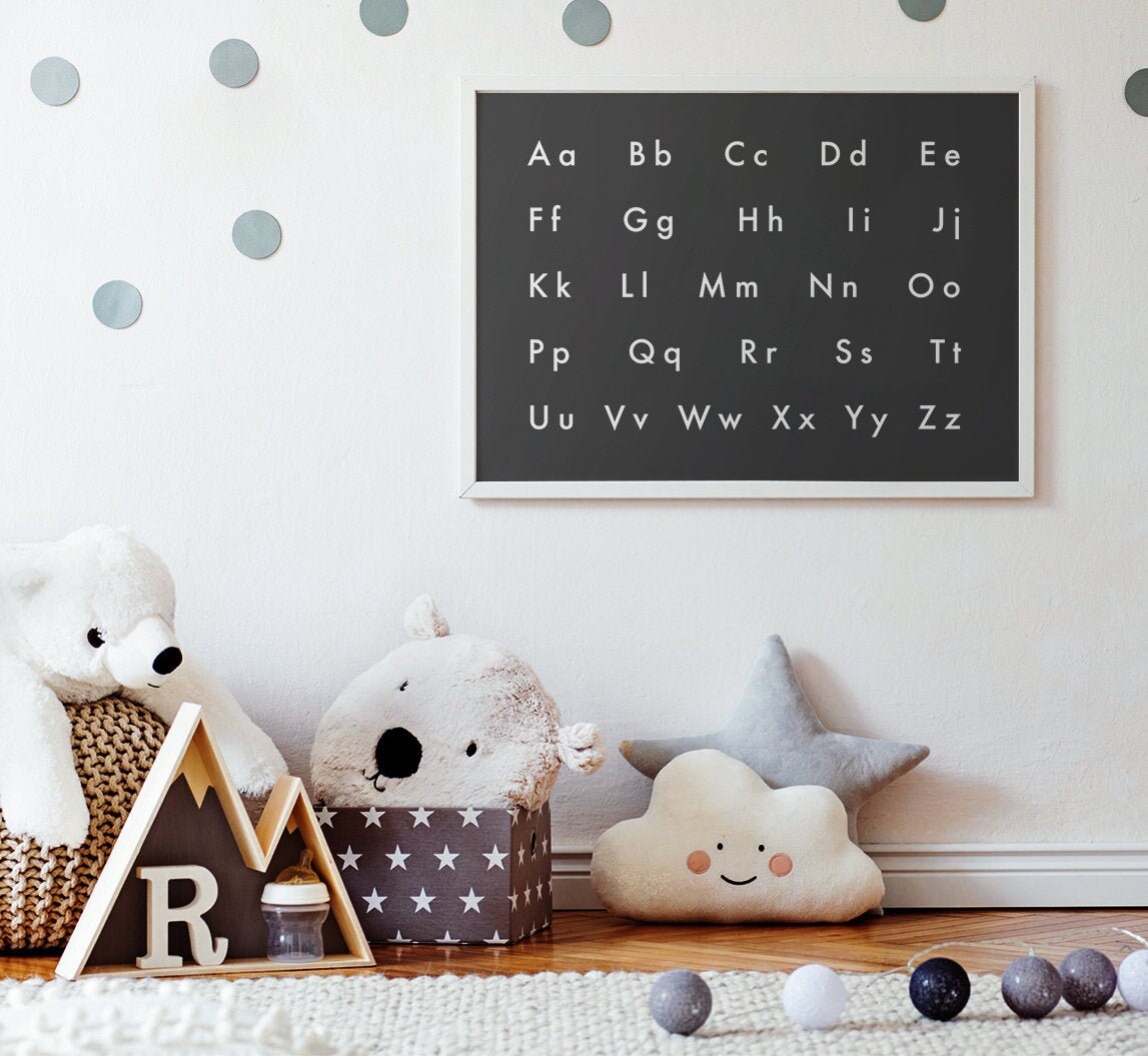 Alphabet Printable Wall Art, Black & White Modern Kids Room, Nurseryart ...