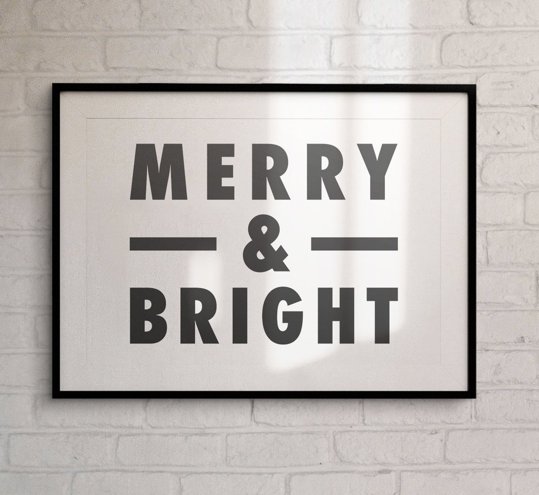 Merry and Bright Printable Wall Art Christmas Print - Etsy