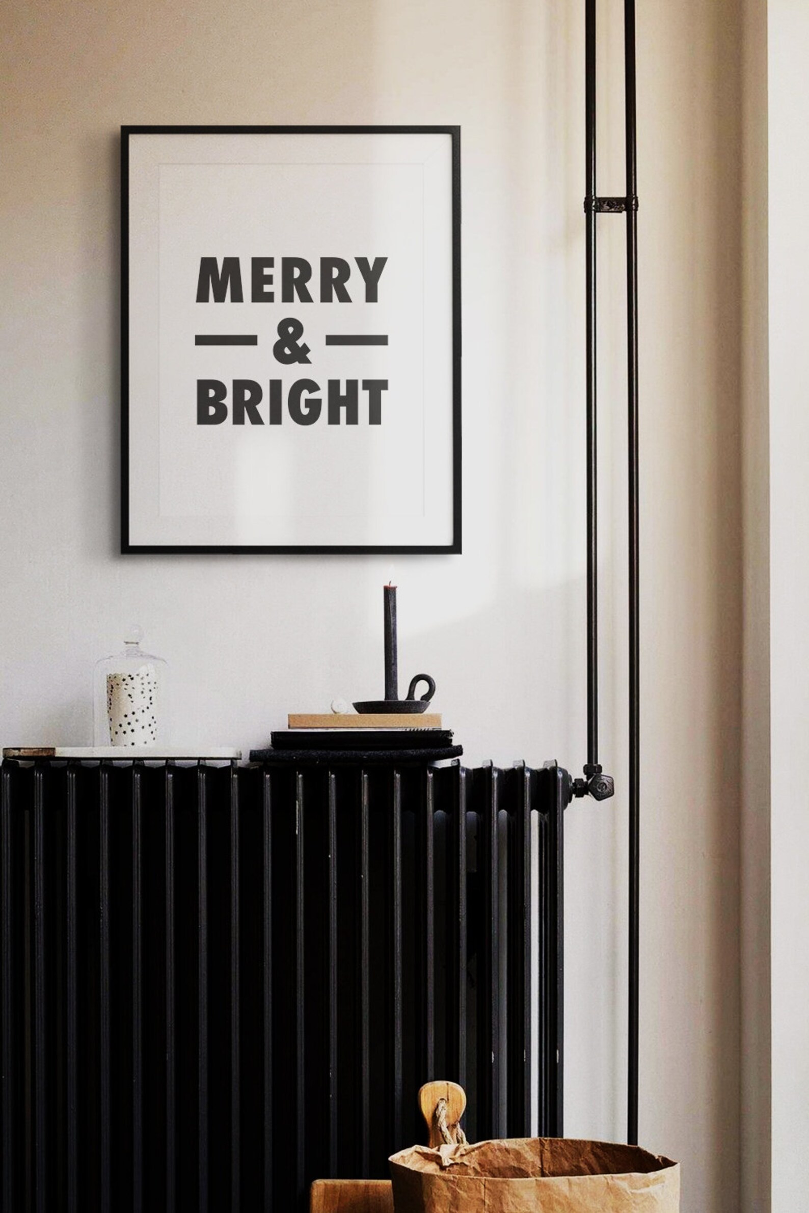 Merry and Bright Printable Wall Art, Christmas Print, Typography Poster ...