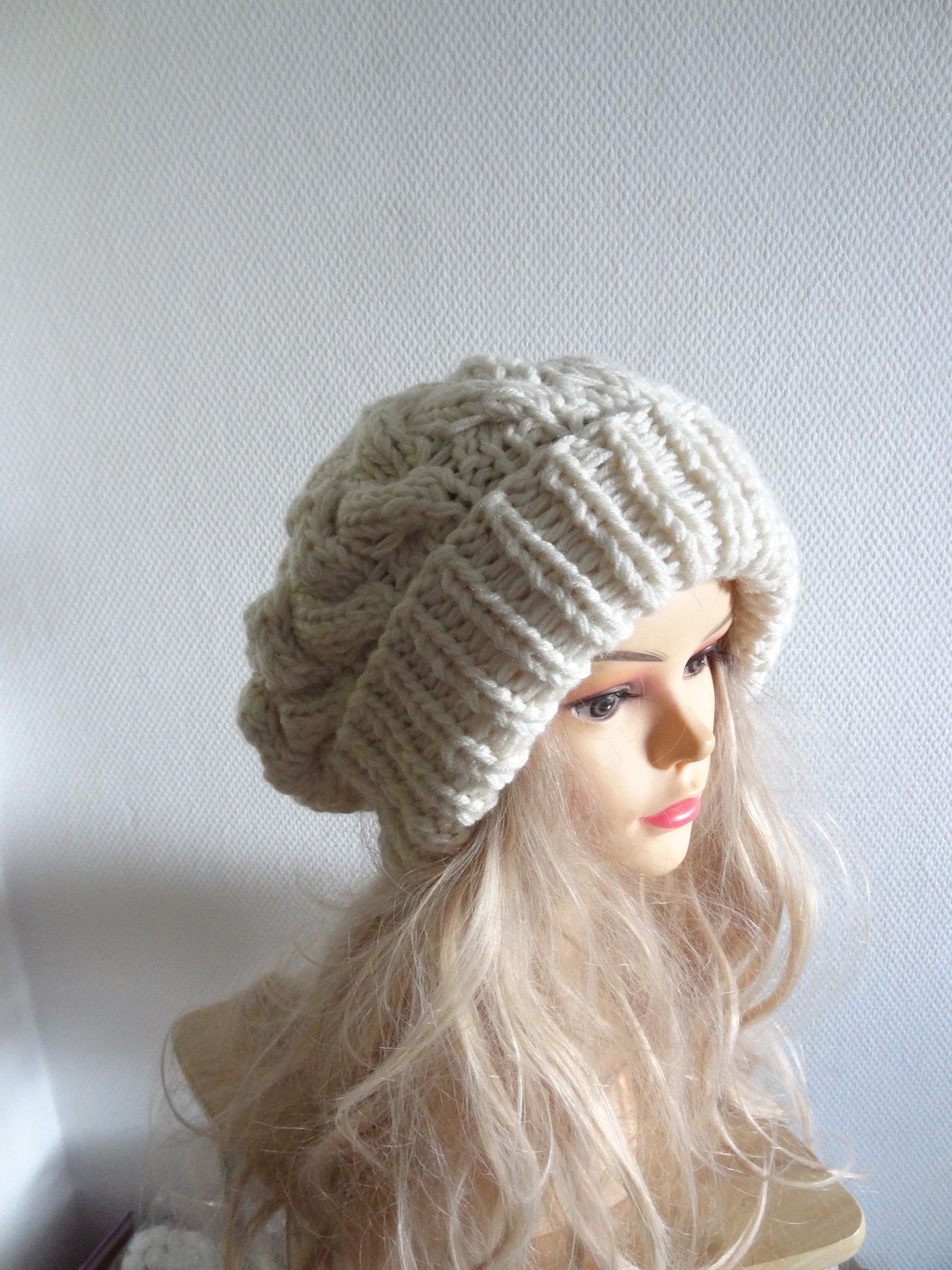 Knit Slouchy Beanie / Unisex Oversized Slouchy Beanie Extra Slouchy Hat ...