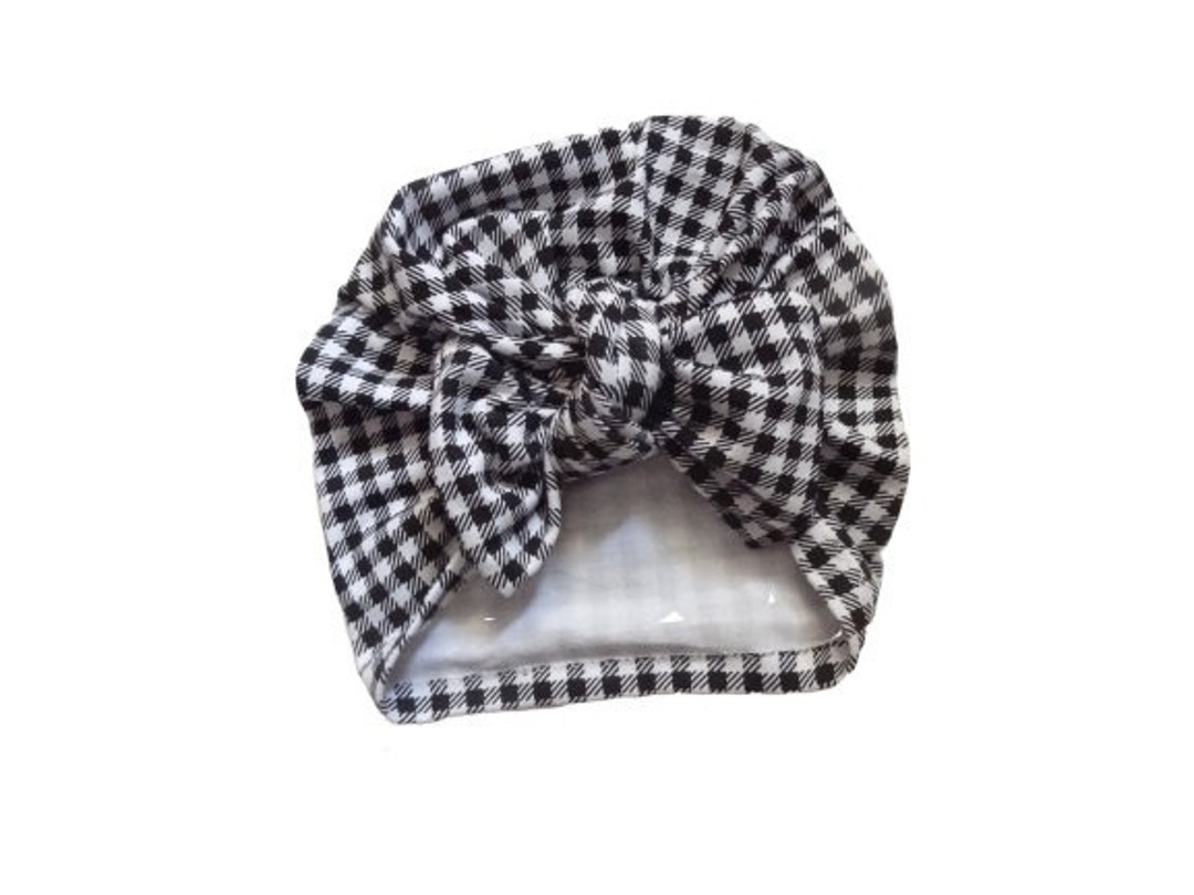 White and Black Check Turban Hat for Women, Women Fashion Hat Women ...