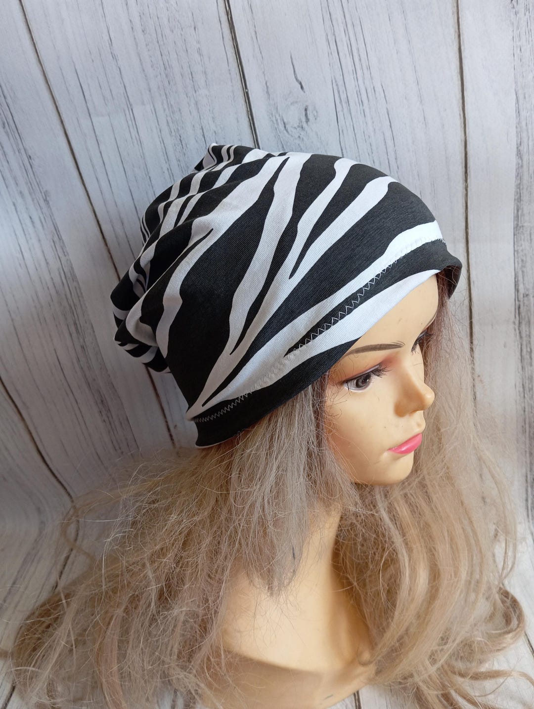Zebra Print Slouchy Hat , Spring Cotton Hat, Unisex Slouchy, Animal ...