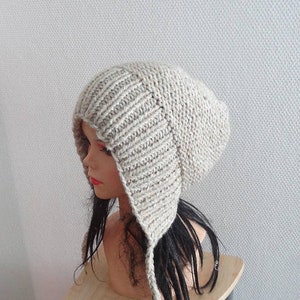 Slouchy Ear Flap Hat Slouchy Hat Knitted Slouchy Beanie Women Slouchy ...