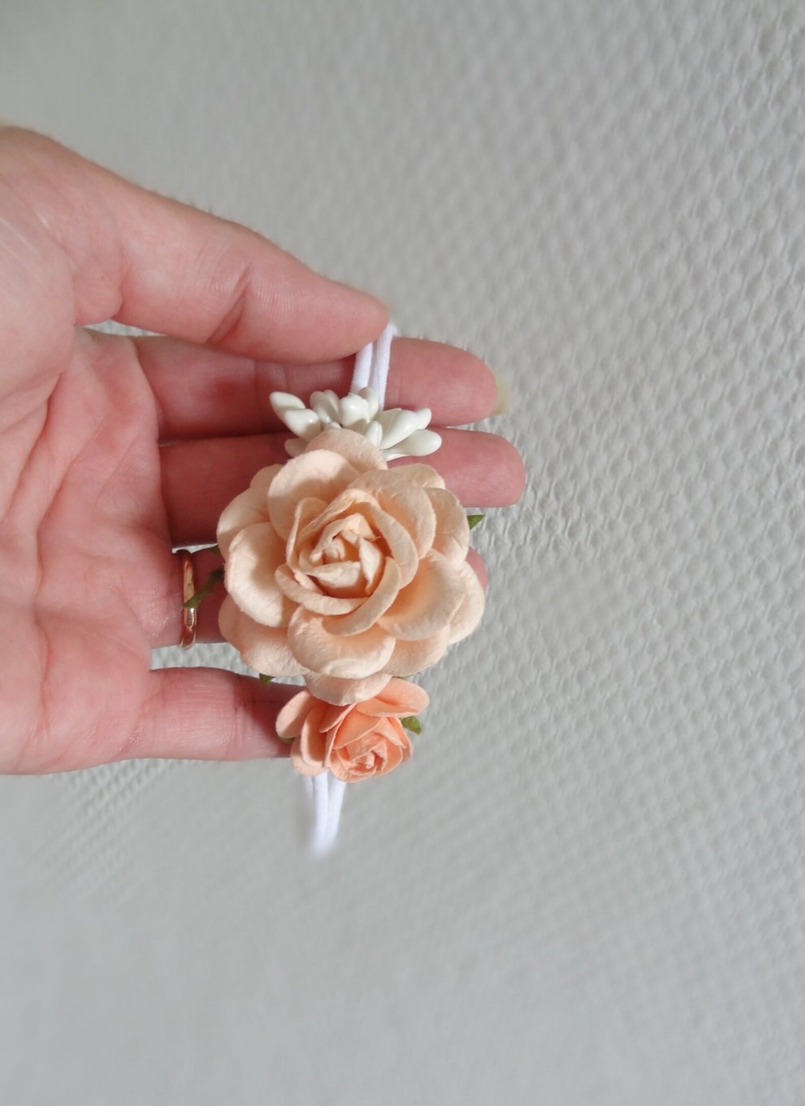 Peach and white flower crown Rose Headband newborn headband | Etsy