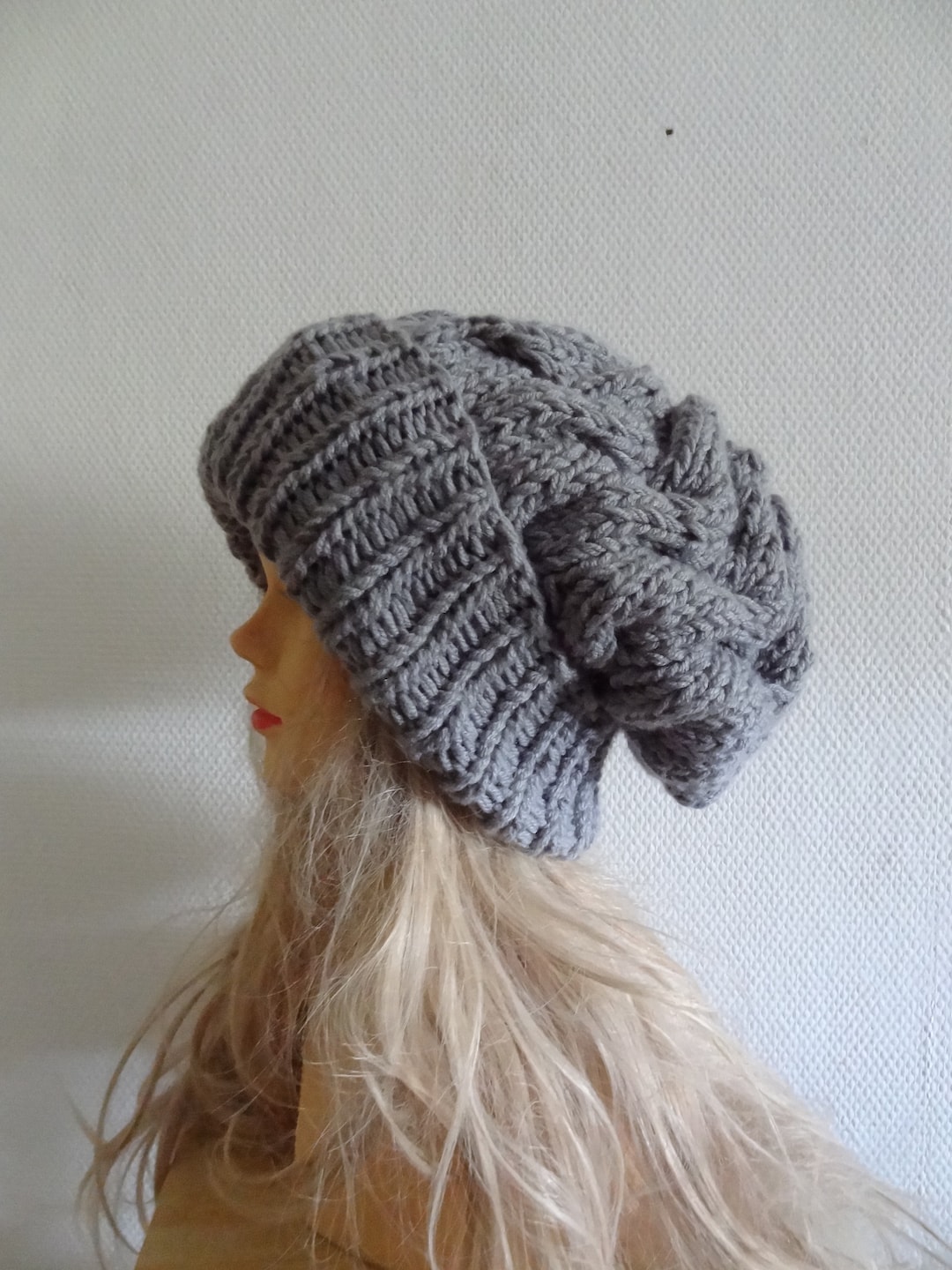 Knit Slouchy Beanie / Unisex Oversized Slouchy Beanie Extra Slouchy Hat ...
