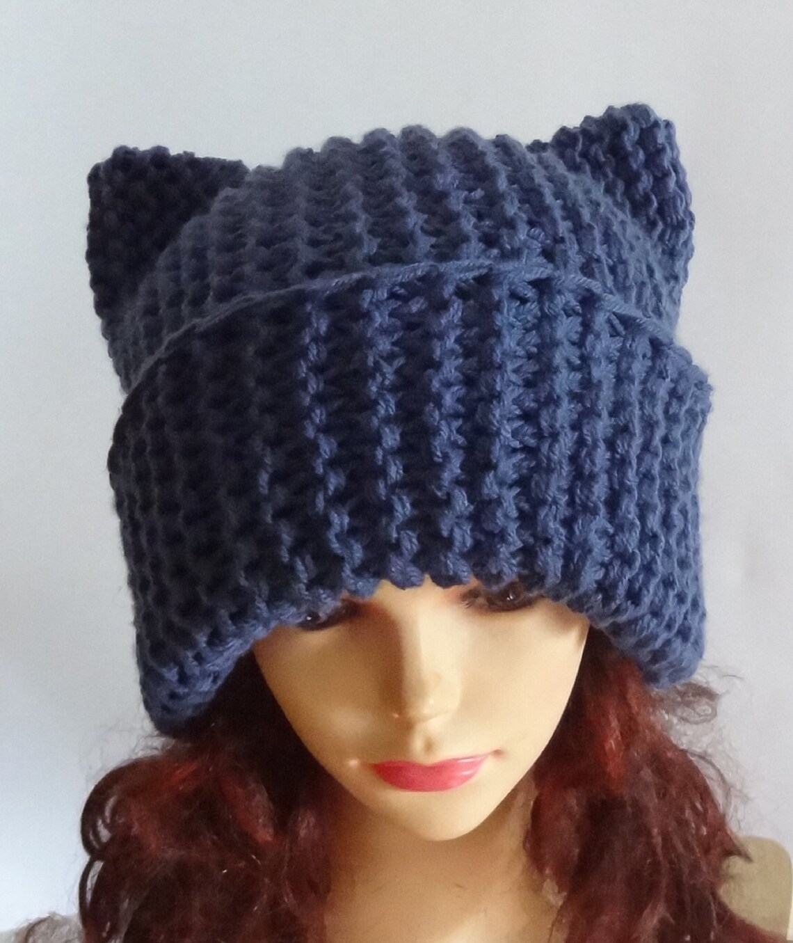 Grey Cat Hat Chunky Beanie Knit Hat Animals Hat Cat Ears Hat | Etsy