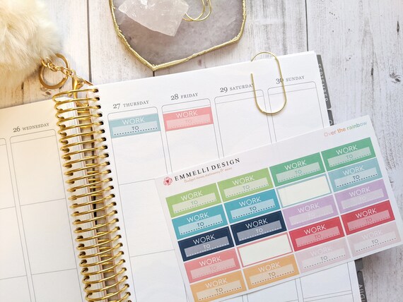 Colorful WORK SCHEDULE Quarter Box Planner Sticker Sheet | Etsy