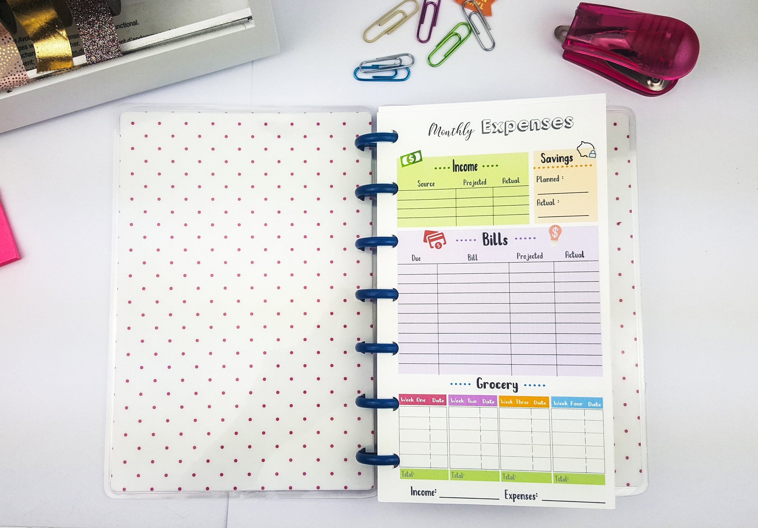 PRINTED Personal Size Planner Monthly Expenses Insert Budget - Etsy