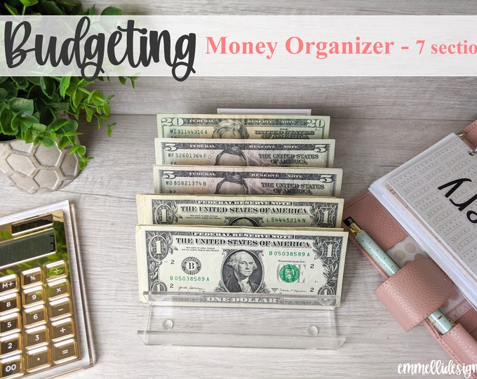 Cash Tray, Budgeting Money Organizer - 7 Section Divided Acrylic Tray ...