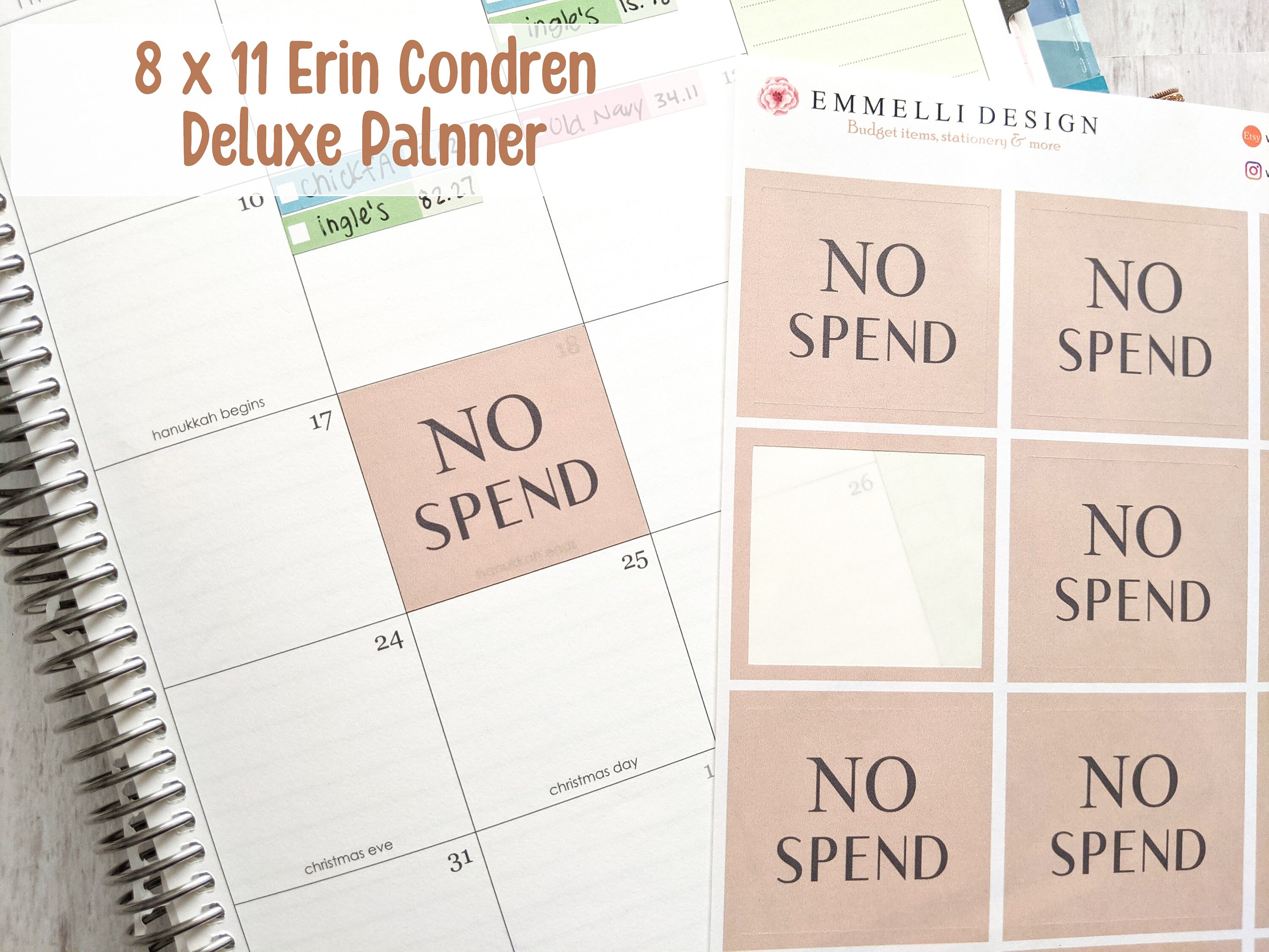 No Spend Challenge Monthly Layout Planner Sticker - Budget Planner ...