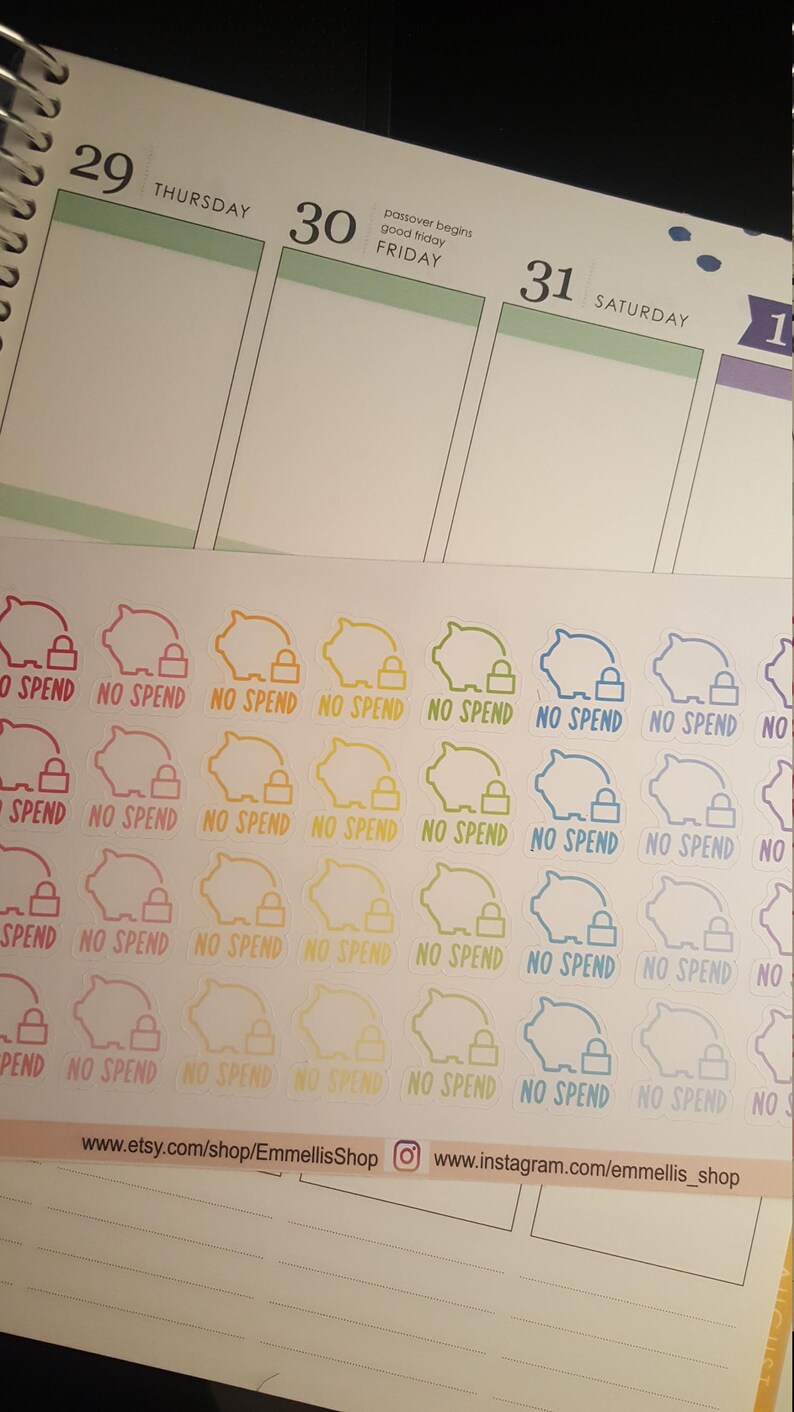 No Spend Piggy Bank/lock Planner Stickers - Budgeting - Budget ...