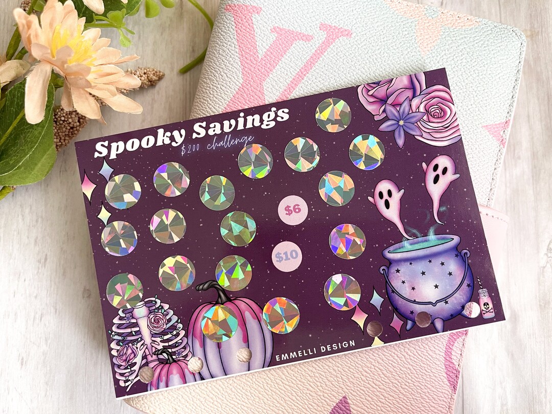 Scratch off "spooky Savings" 200 Dollar Goal Challenge Tracker Sheet ...