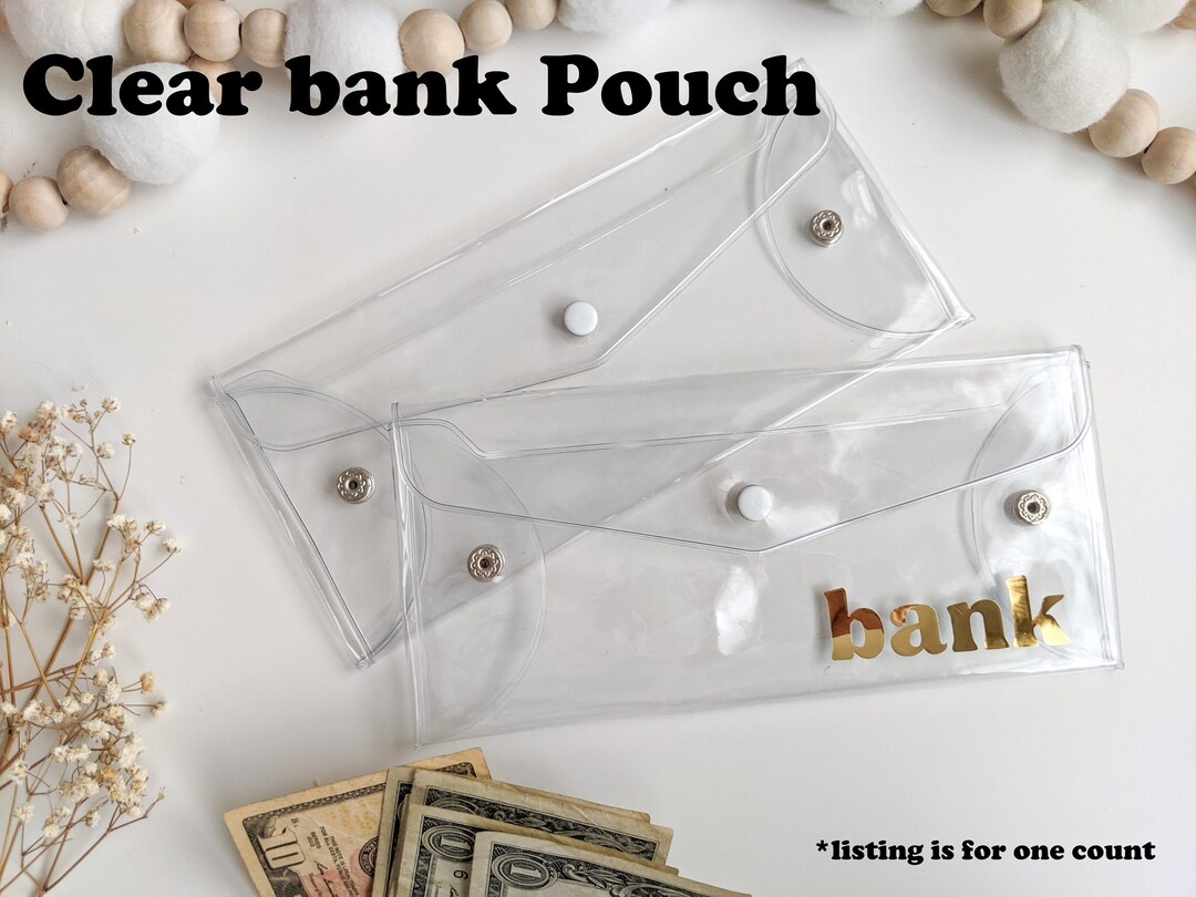 Minimalist Clear Bank Pouch With Gold Foil Title Bank - Etsy