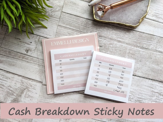 Cash Breakdown Sticky Notes 50 Sheet Budget Cash Envelope | Etsy