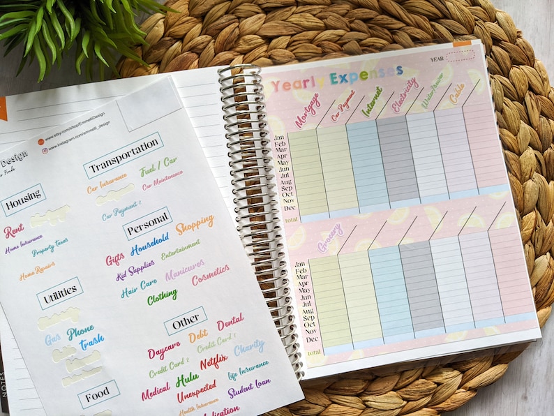Yearly Expenses Overview/tracker Sticker Sheet - Home Management ...