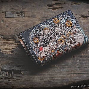 Koi Lucky Fish With Gold Hand Tooled/ Hand Craved Wallet for Men - Etsy