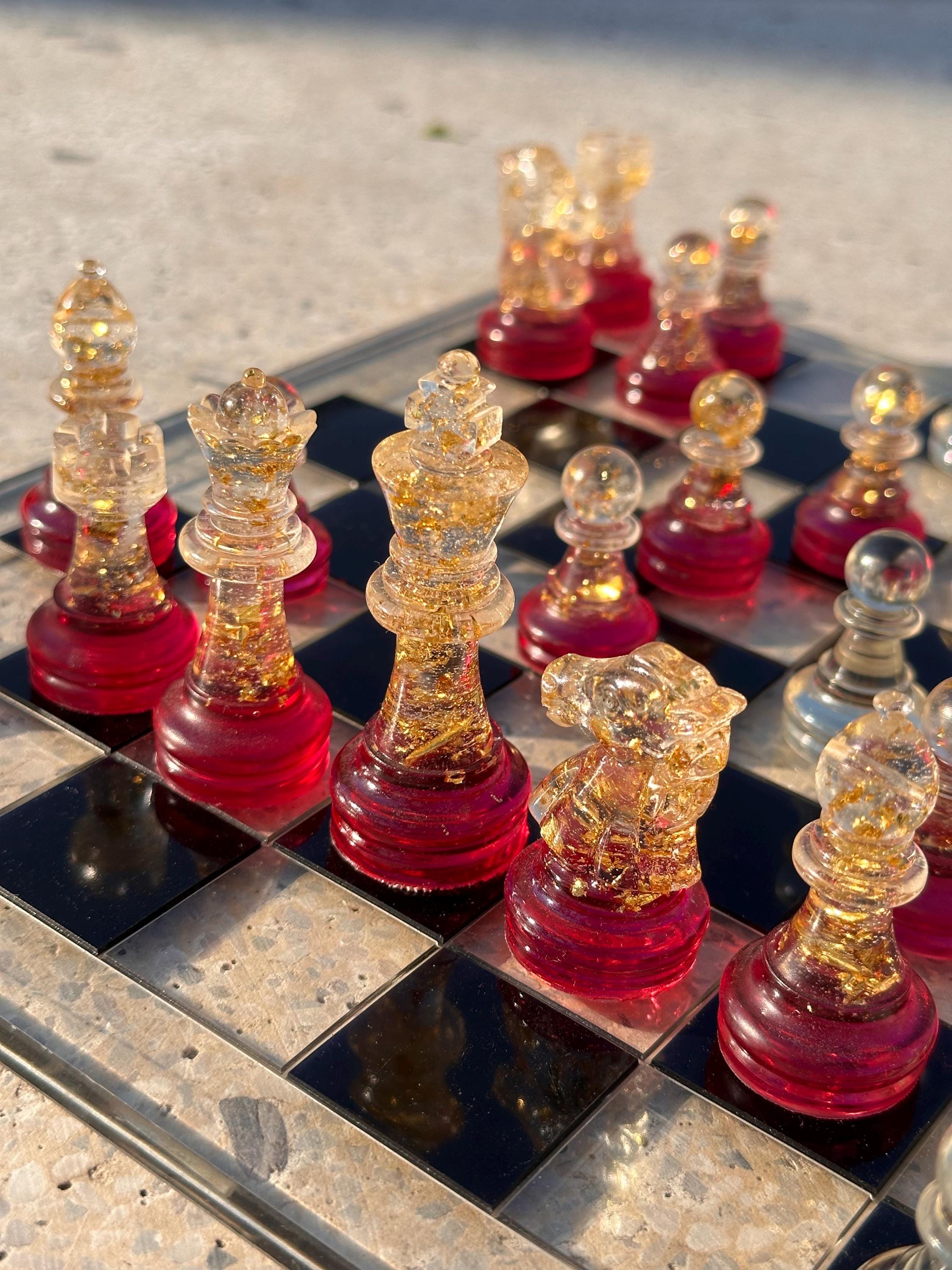 Resin Chess Sets With Board, Chess Set With Unique Chess Pieces, Chess ...