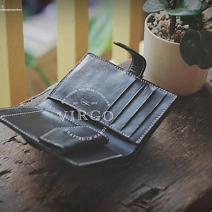 Ship and Sea Hand Tooled Wallet for Men, Personalized Vintage Birthday ...