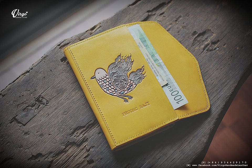 Vintage Bird Hand Tooled Wallet Personalized Vegetable Tanned Leather ...