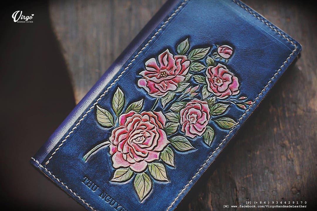 Red Roses Hand Tooled/carved Wallet for Women - Etsy