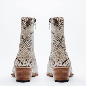 Handmade Men's Black Python Leather Santiago Lukas Boots Cuban Heel ...