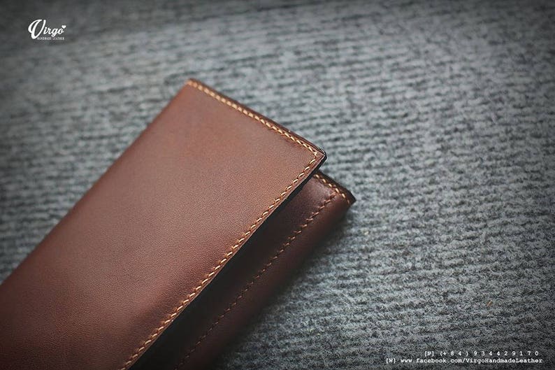 Minimal Long Wallet Unisex Personalized Vintage Full Grain - Etsy