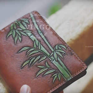 Bamboo Hand Tooled Carved Wallet, Handmade, Custom, Personalised ...