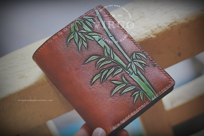 Bamboo Hand Tooled Carved Wallet Handmade Custom | Etsy