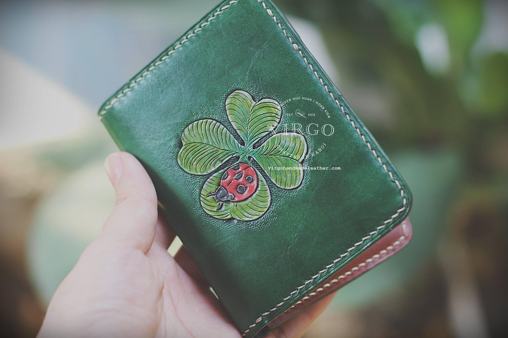 Lucky Clover and Lady Bug Hand Tooled Wallet Personalized Vegetable ...