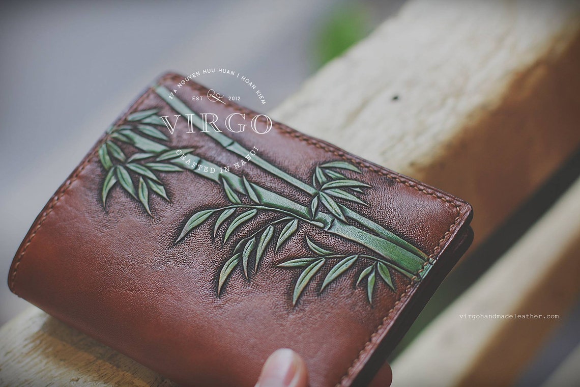 Bamboo Hand Tooled Carved Wallet, Handmade, Custom, Personalised ...