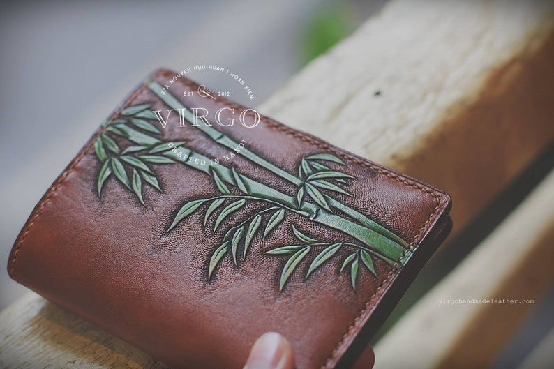 Bamboo Hand Tooled Carved Wallet Handmade Custom | Etsy