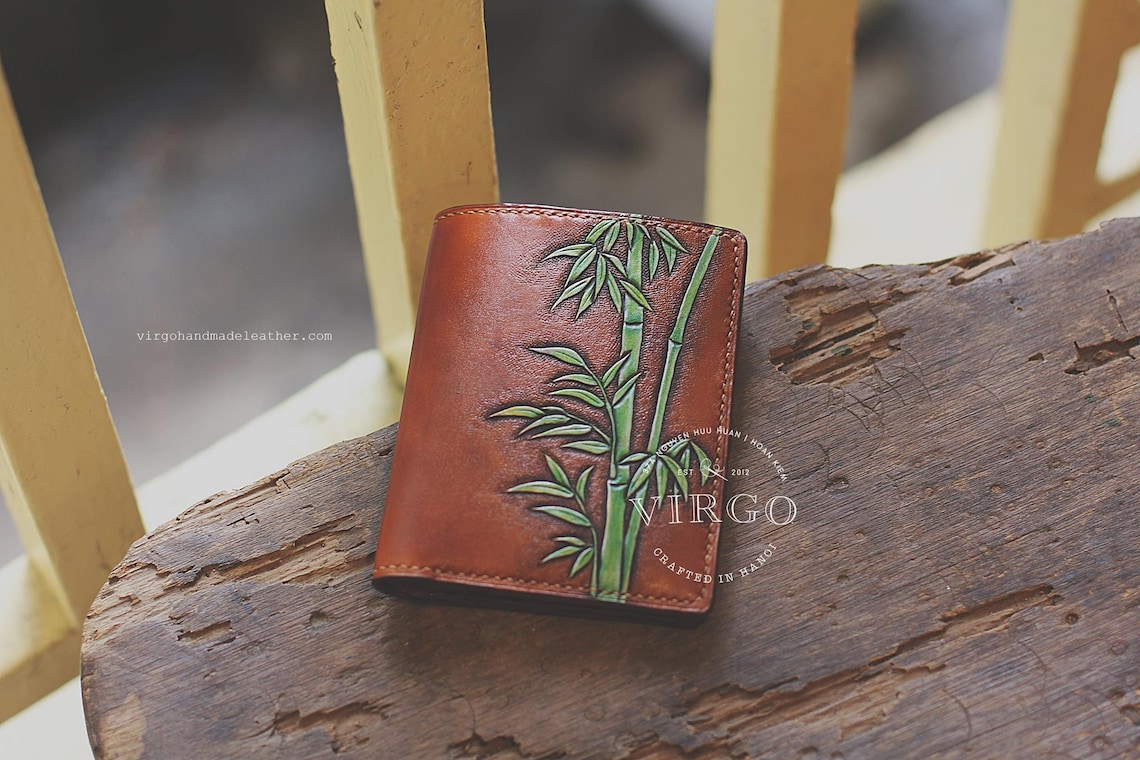 Bamboo Hand Tooled Carved Wallet, Handmade, Custom, Personalised ...