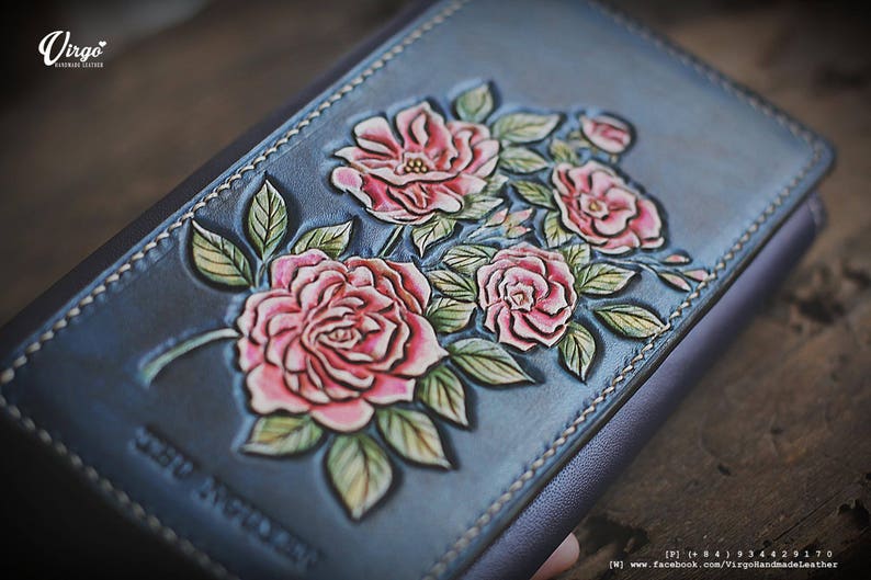 Red Roses Hand Tooled/carved Wallet for Women - Etsy