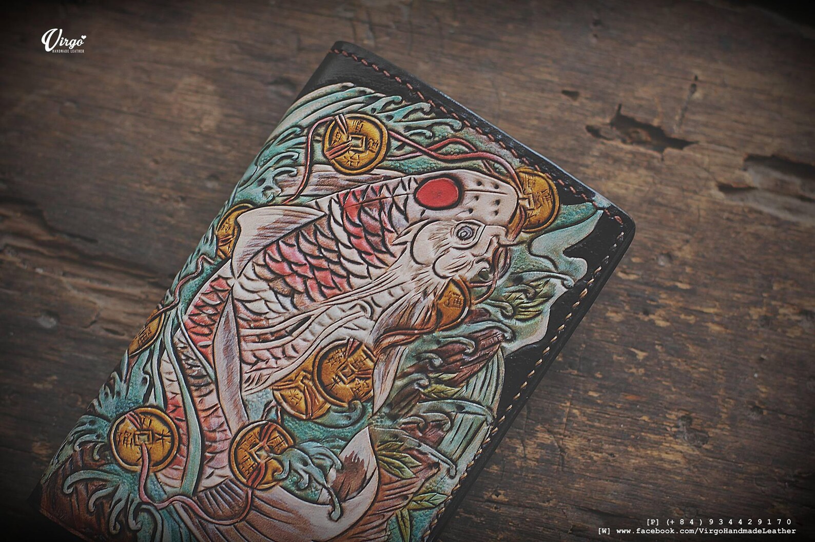 Koi Lucky Fish Hand Tooled/carved Wallet for Men - Etsy