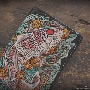 Koi Lucky Fish Hand Tooled/carved Wallet for Men - Etsy