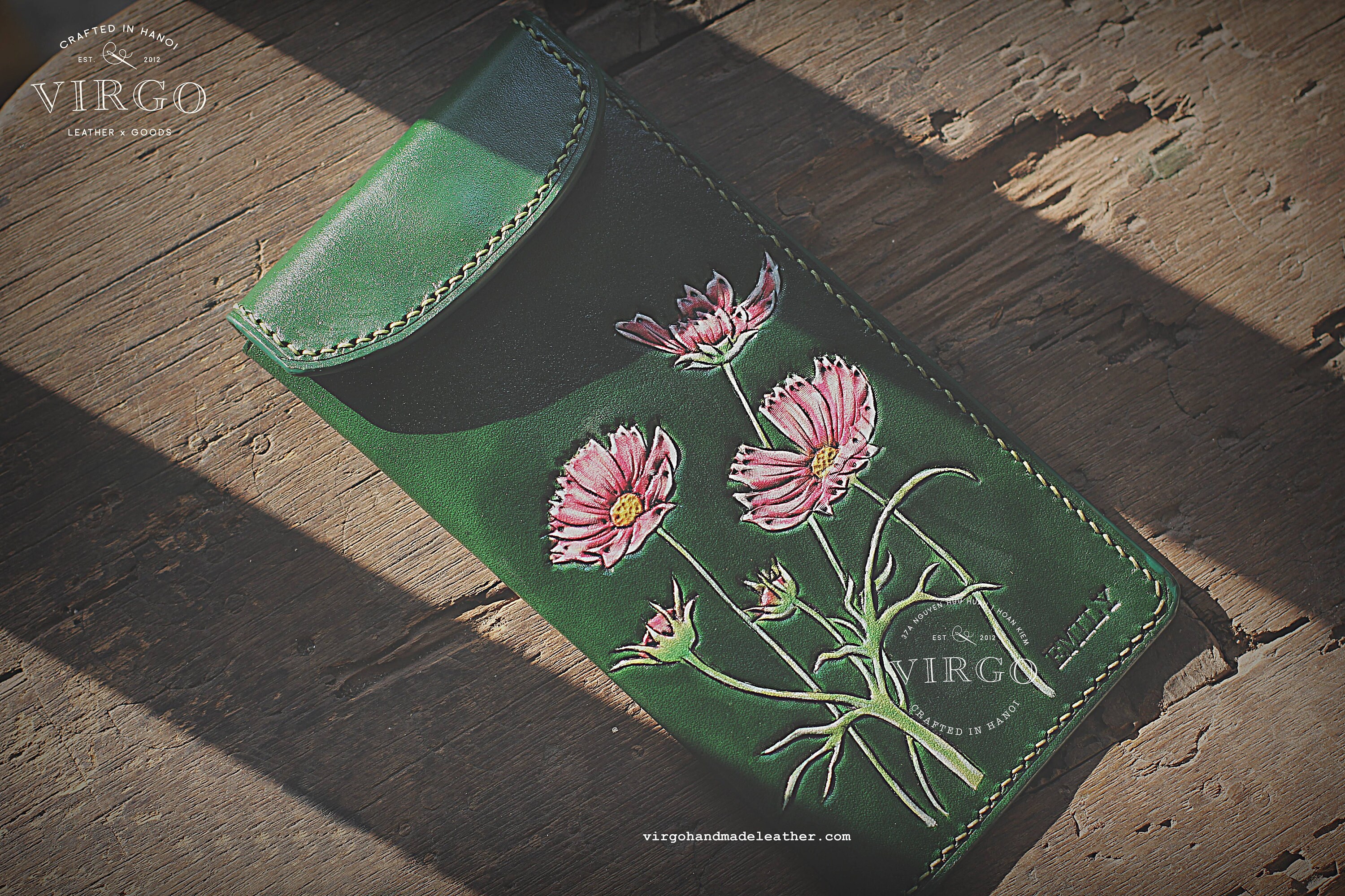 Cosmos Hand Tooled Envelope Wallet, Handmade, Personalised Leather Gift ...