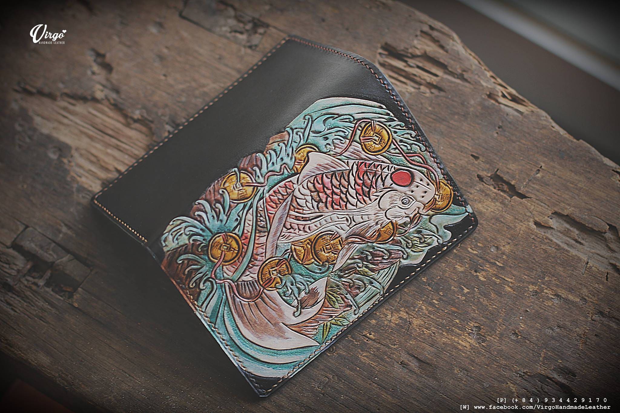 Koi Lucky Fish Hand Tooled/carved Wallet for Men - Etsy