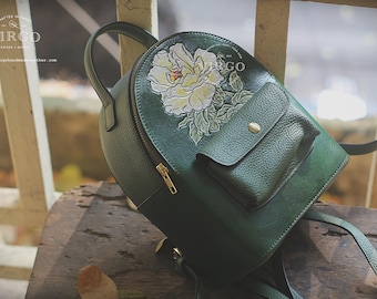 Sunflower Hand Tooled Carved Backpack Custom Handmade | Etsy