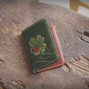 Lucky Clover and Lady Bug Hand Tooled Wallet Personalized Vegetable ...