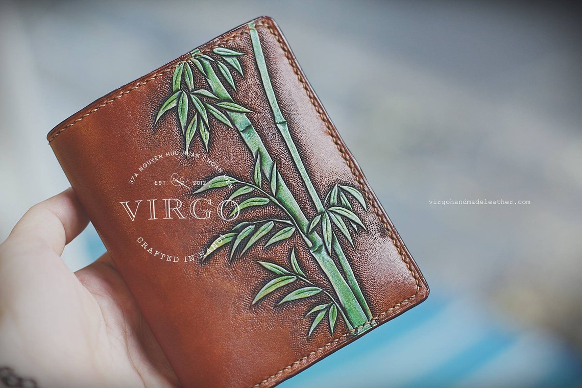 Bamboo Hand Tooled Carved Wallet, Handmade, Custom, Personalised ...
