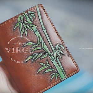 Bamboo Hand Tooled Carved Wallet, Handmade, Custom, Personalised ...