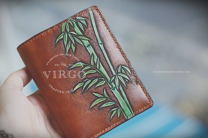 Bamboo Hand Tooled Carved Wallet Handmade Custom | Etsy