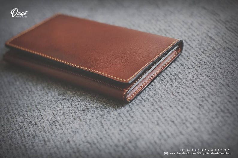 Minimal Long Wallet Unisex Personalized Vintage Full Grain - Etsy