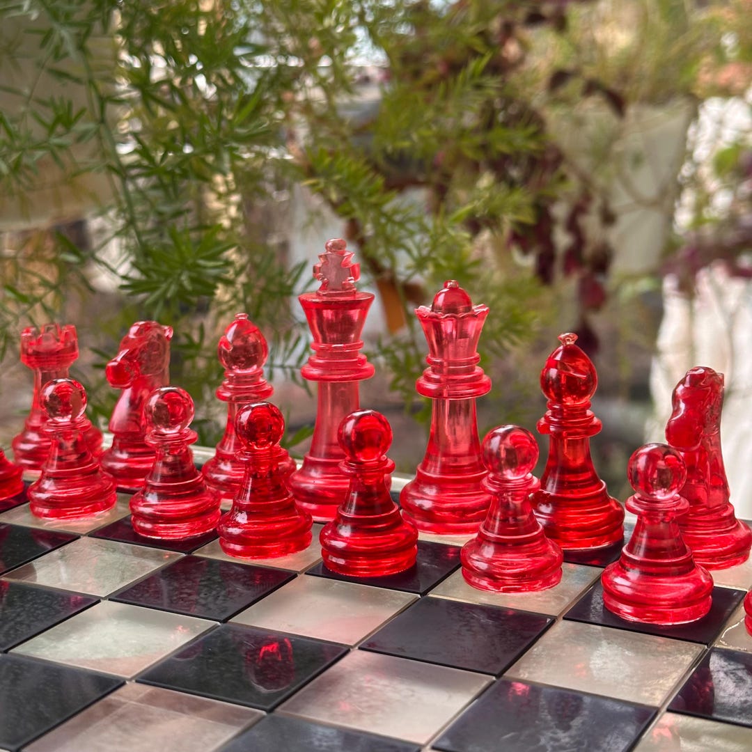 Resin Chess Sets With Board, Chess Set With Unique Chess Pieces, Chess ...